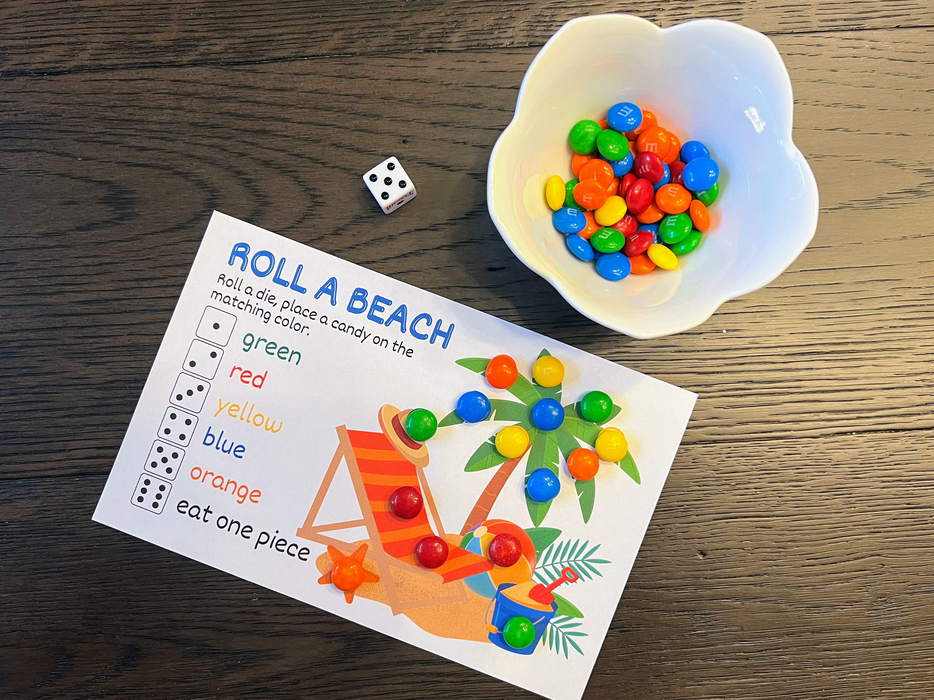 Printable Roll Dice Game, Instant Download Dice Game for Kids and ...