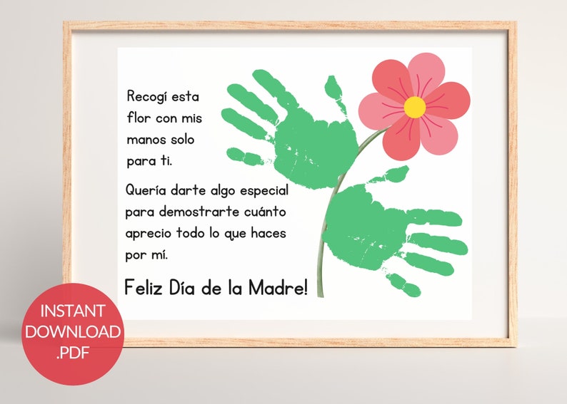 Mother's Day Spanish Handprint Printable Baby Keepsake Art Craft Dia De ...