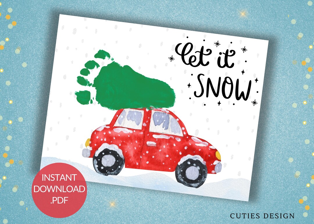 Christmas Footprint Art Craft Let It Snow Craft for Toddler Holiday ...