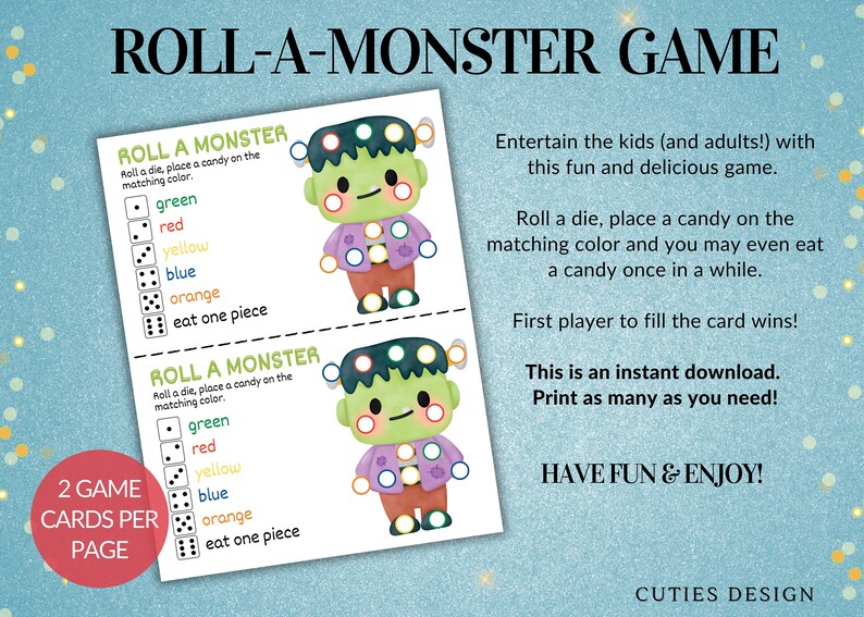 Halloween Game Roll a Die Instant Download Halloween Party Game for ...