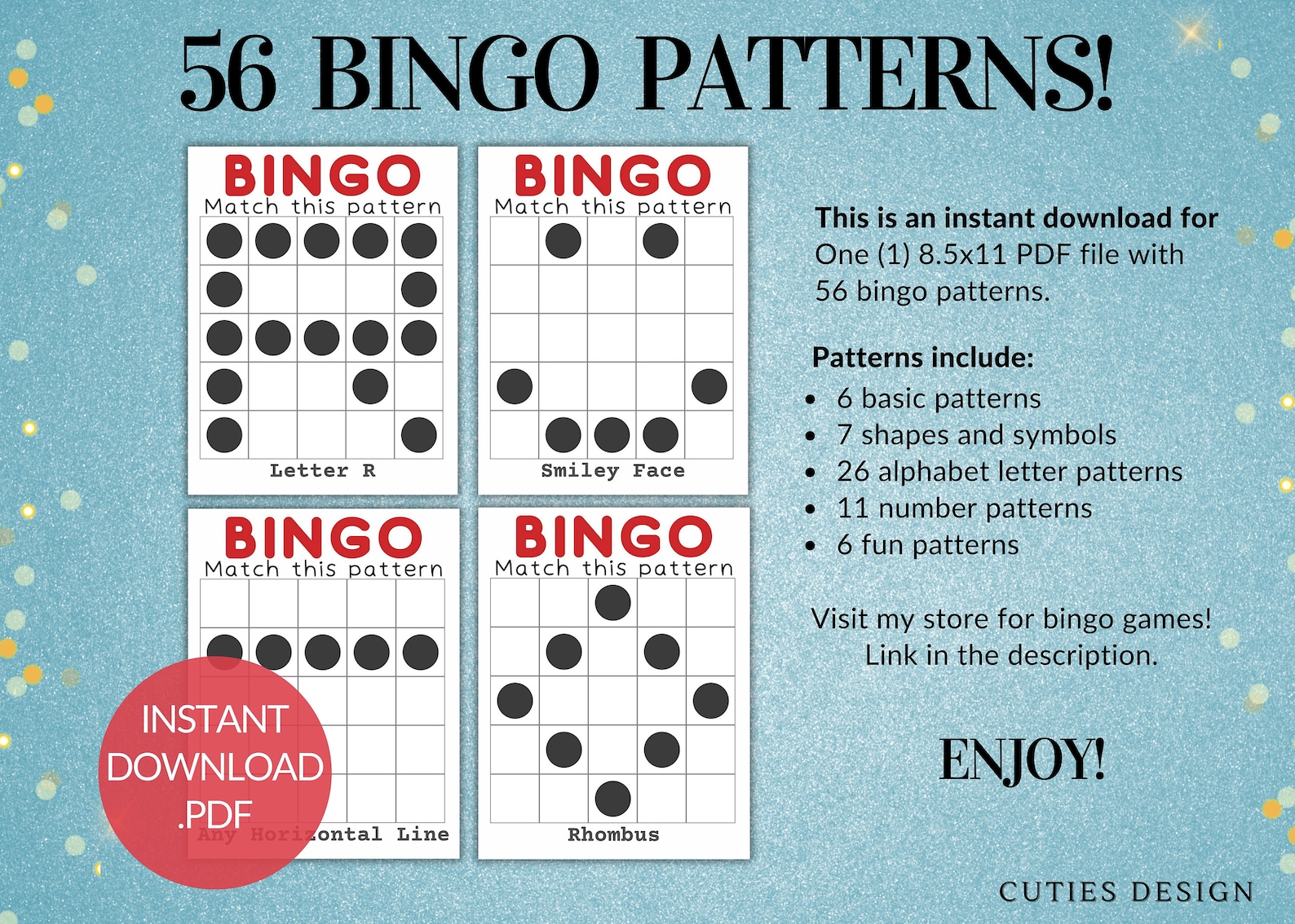 Bingo Pattern Playbook: 56 Unique Patterns for Kids & All Ages Bingo ...