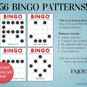 Bingo Pattern Playbook: 56 Unique Patterns for Kids & All Ages Bingo ...