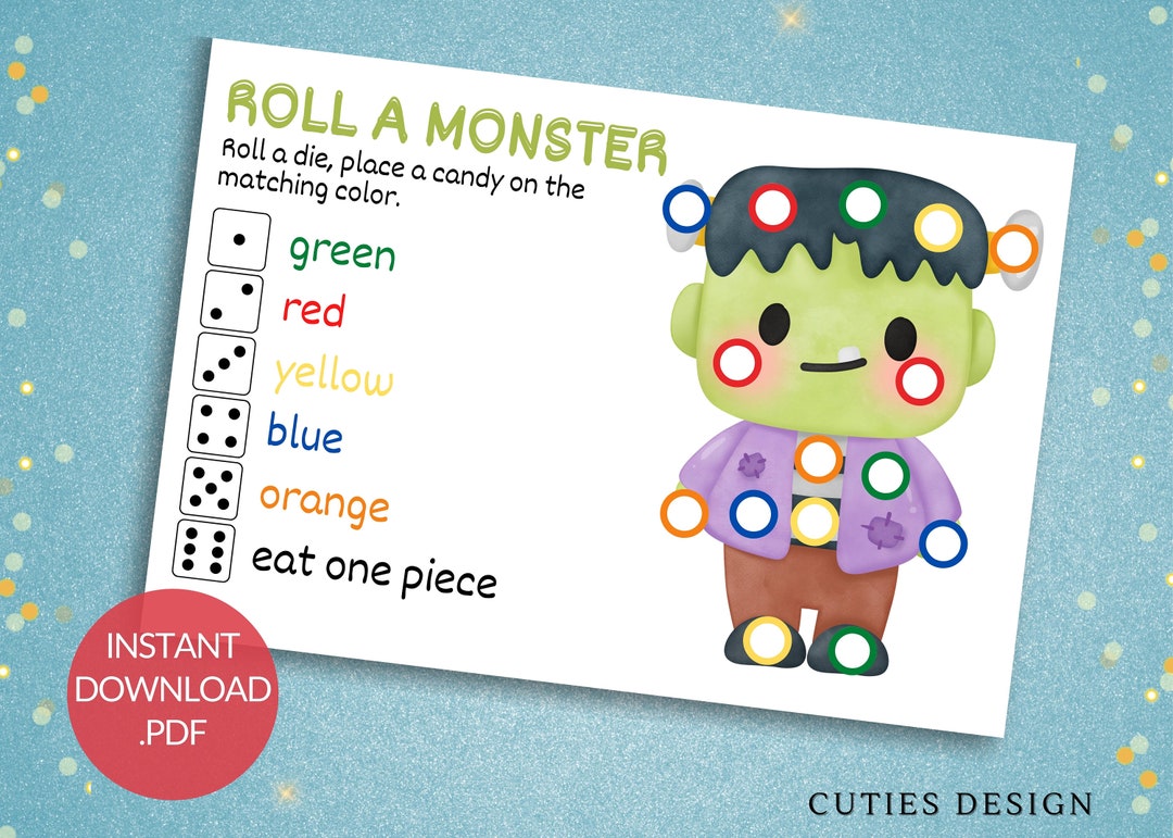 Halloween Game Roll a Die Instant Download Halloween Party Game for ...