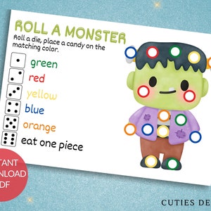 Halloween Game Roll a Die Instant Download Halloween Party Game for ...