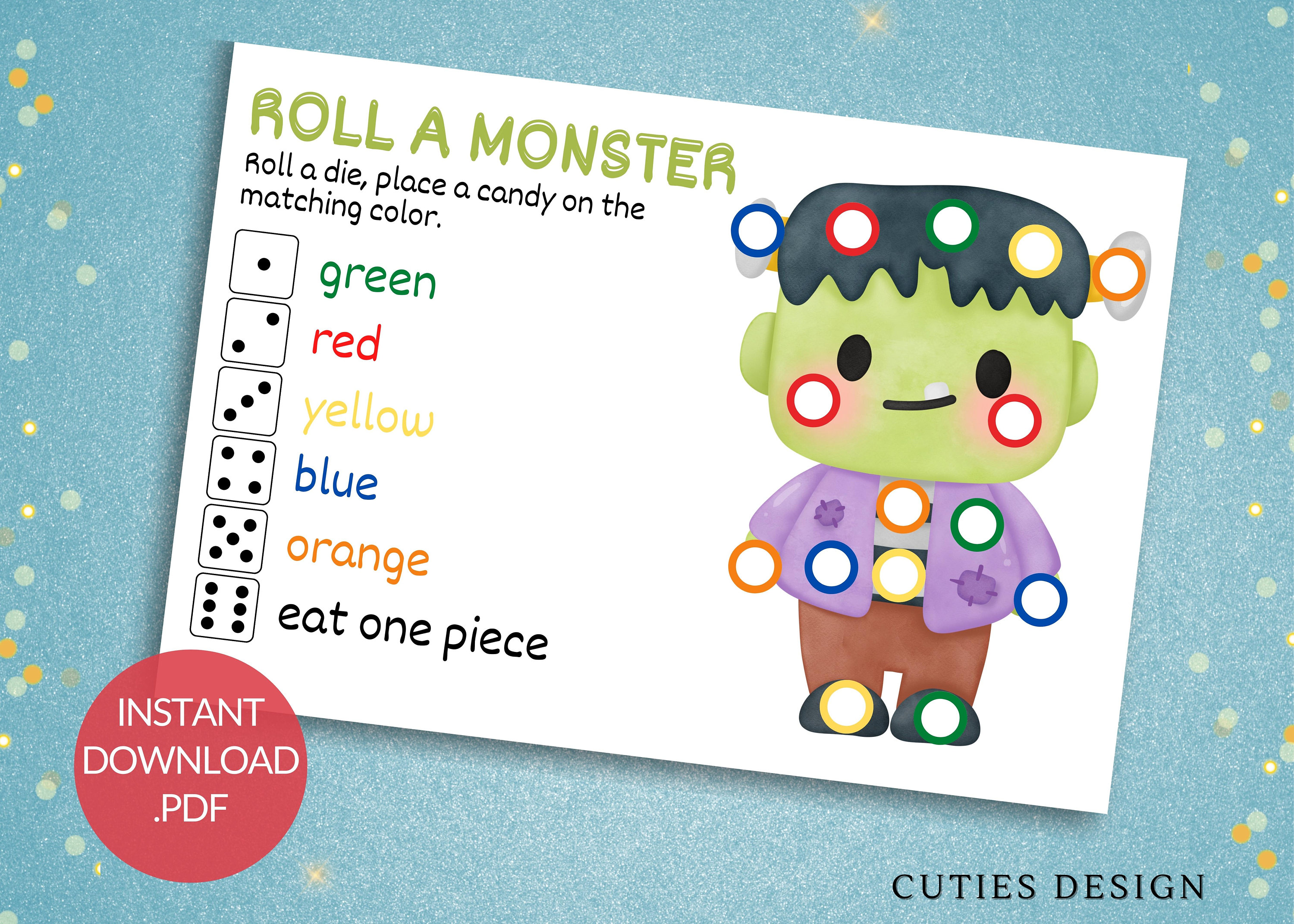 Halloween Game Roll a Die Instant Download Halloween Party Game for ...