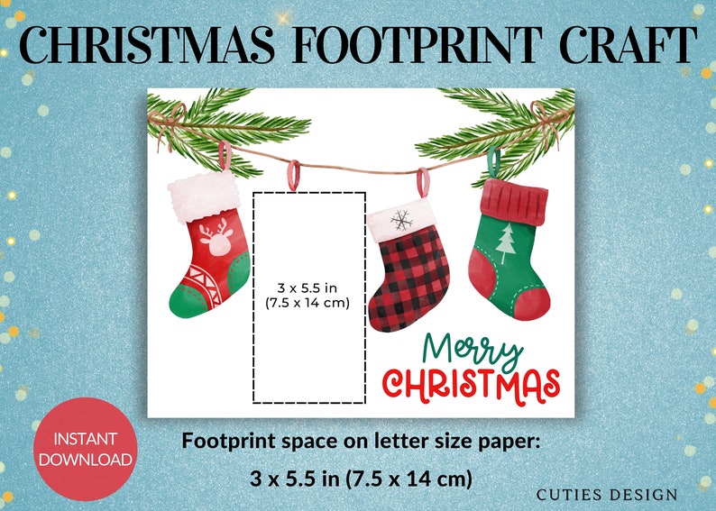 Christmas Stocking Footprint Art, Holiday Craft for Kids, School ...