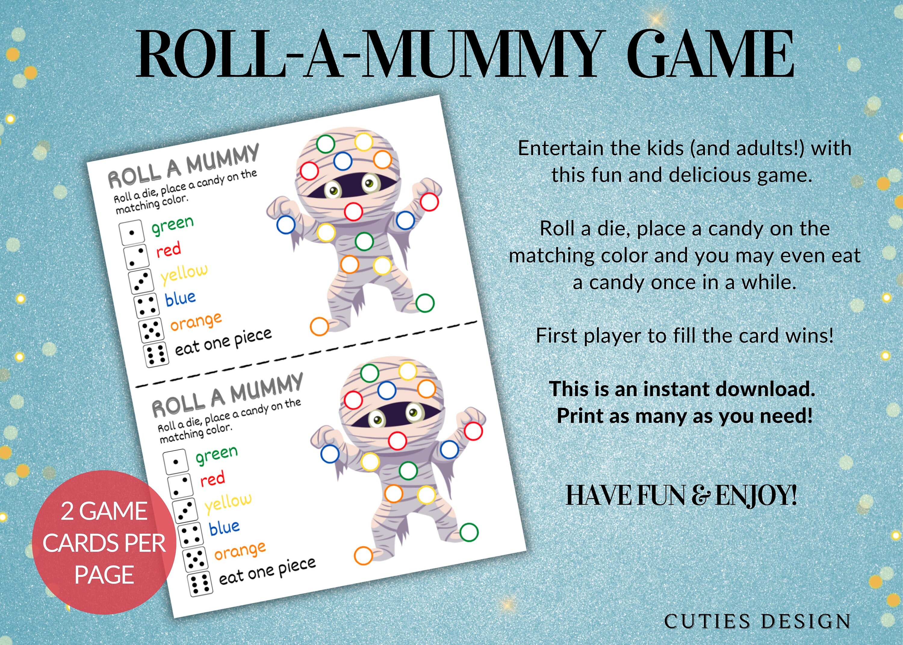 Halloween Game Roll a Die Instant Download Halloween Party Game for ...