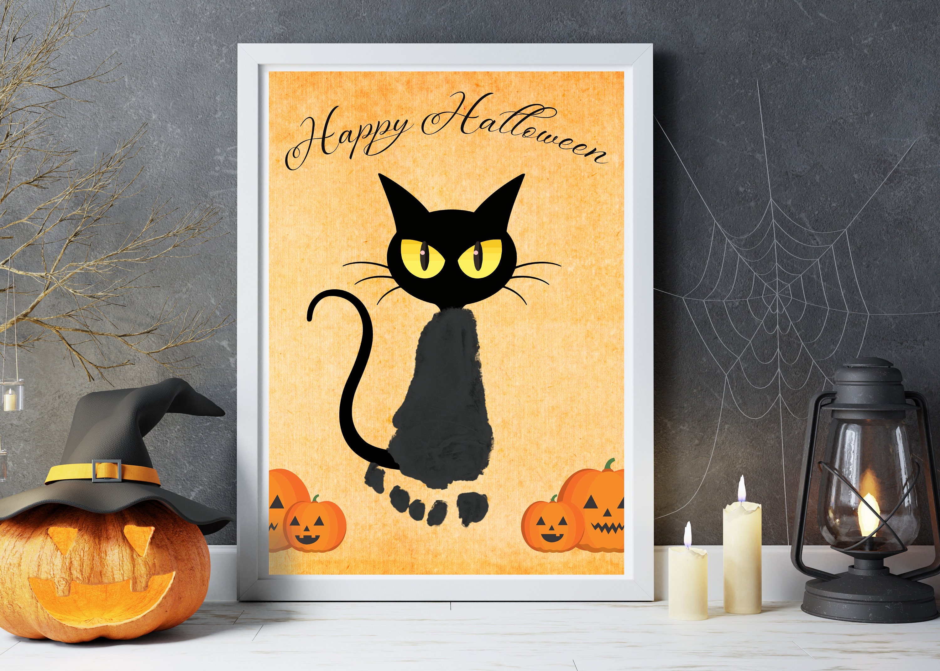 Halloween Printable Craft for Baby Footprint Keepsake Art Craft Teacher ...