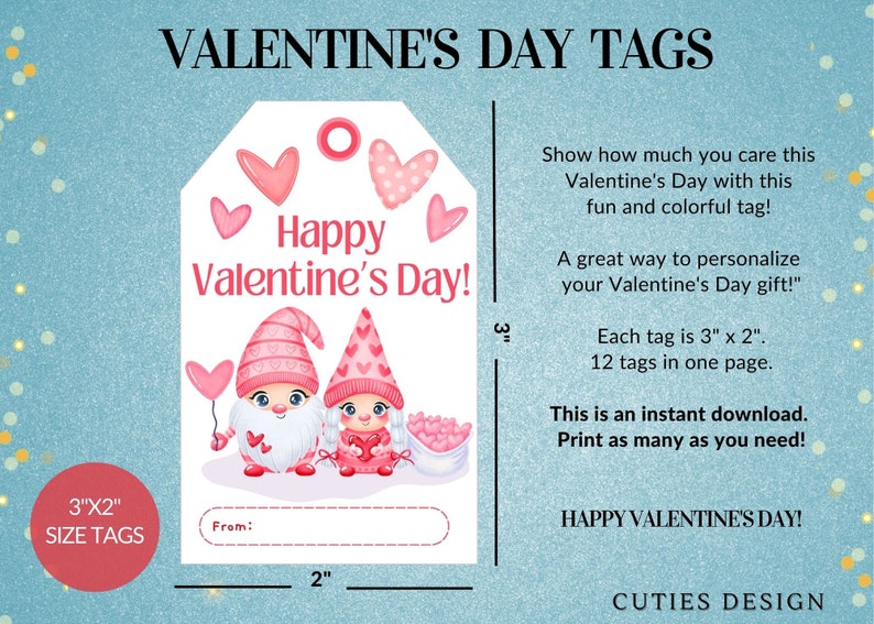 Valentines Day Gift Tags, Printable Valentine's Day Gift Tags, School ...