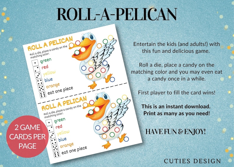 Printable Roll Dice Game, Instant Download Dice Game for Kids and ...
