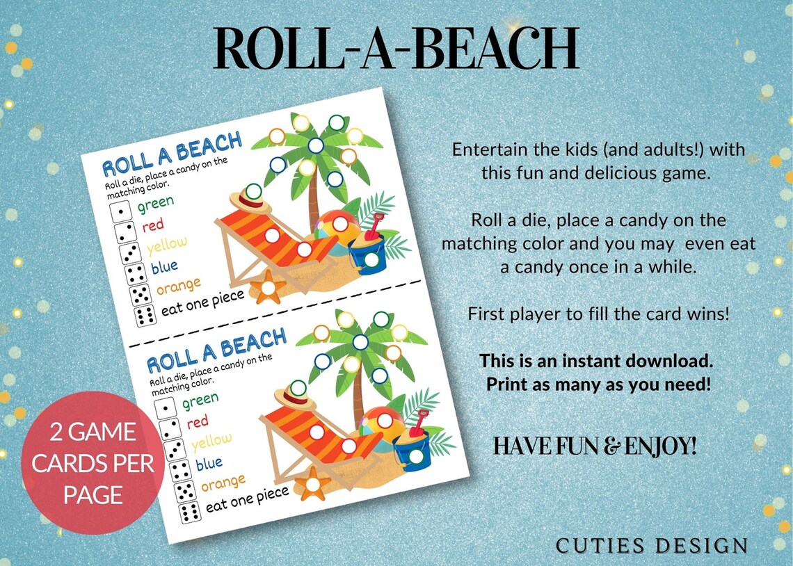 Printable Roll Dice Game, Instant Download Dice Game for Kids and ...