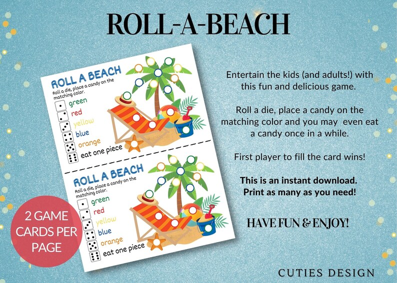 Printable Roll Dice Game, Instant Download Dice Game for Kids and ...