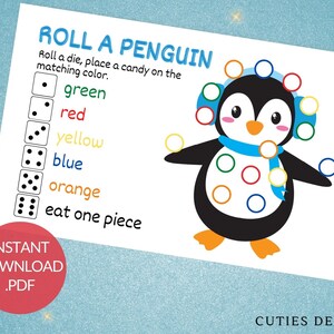 Roll a Penguin Game, Instant Download Christmas Game for Kids ...