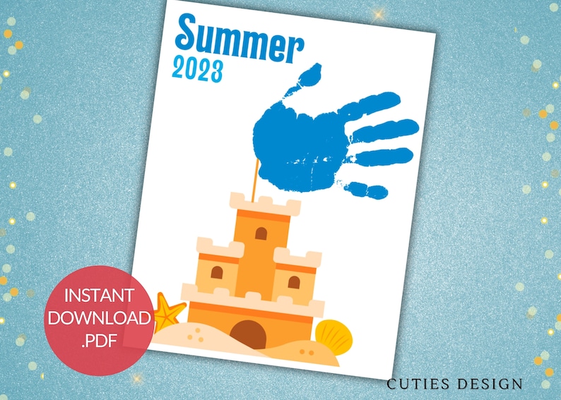 Summer Beach Printable Craft for Baby Handprint Keepsake Art Craft ...