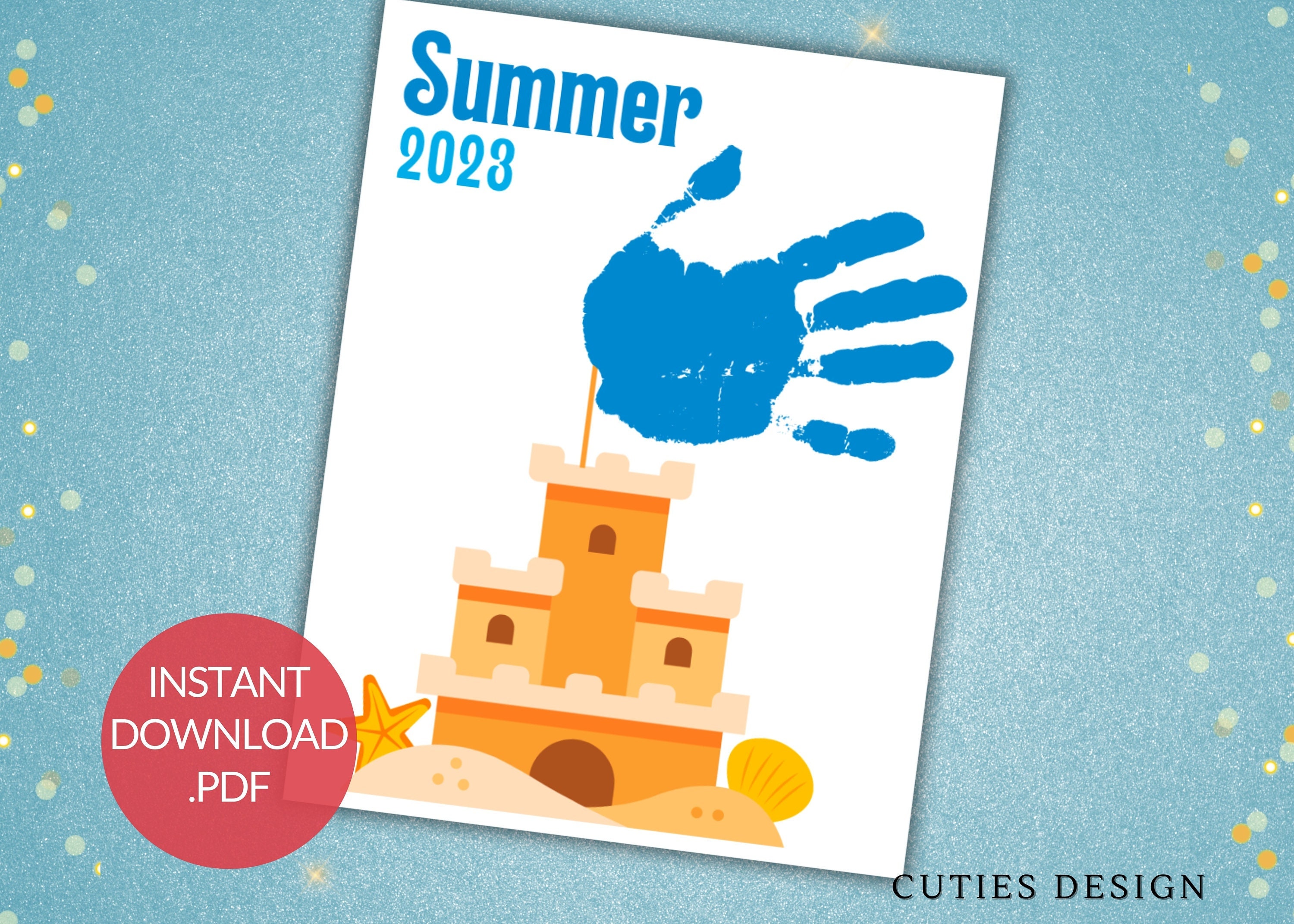 Summer Beach Printable Craft for Baby Handprint Keepsake Art Craft ...