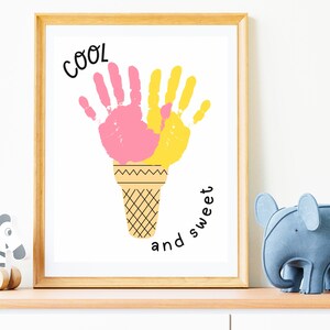 Summer Ice Cream Printable Craft for Baby Handprint Keepsake Art Craft ...