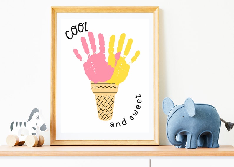 Summer Ice Cream Printable Craft for Baby Handprint Keepsake Art Craft ...