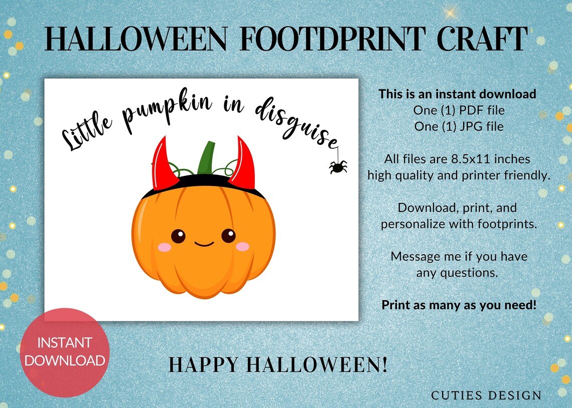 Halloween Printable Craft for Baby Footprint Memory Keepsake Art ...