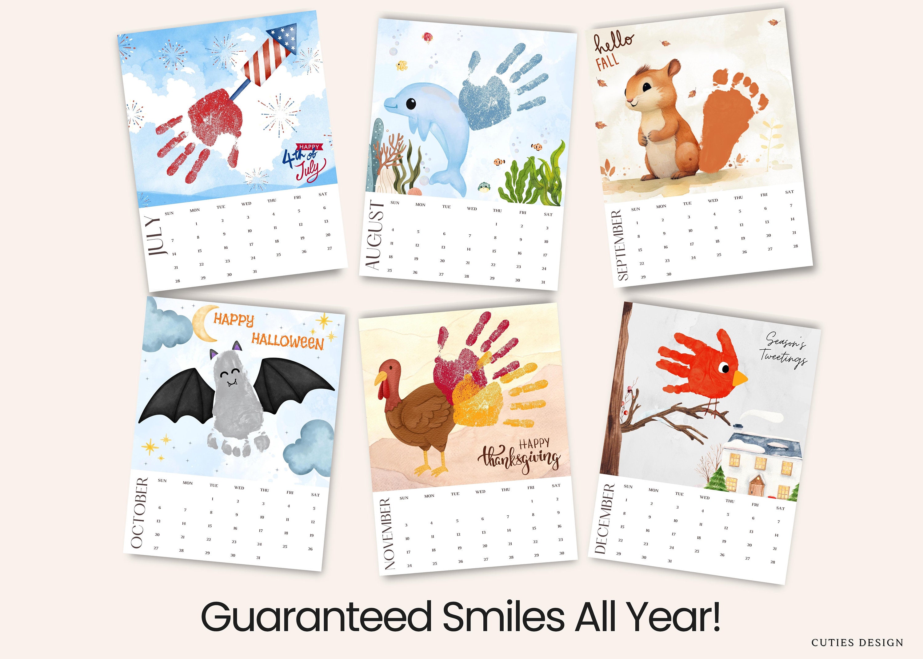 2024 Handprint Footprint Calendar, DIY Kid's Keepsake (printable) - Etsy