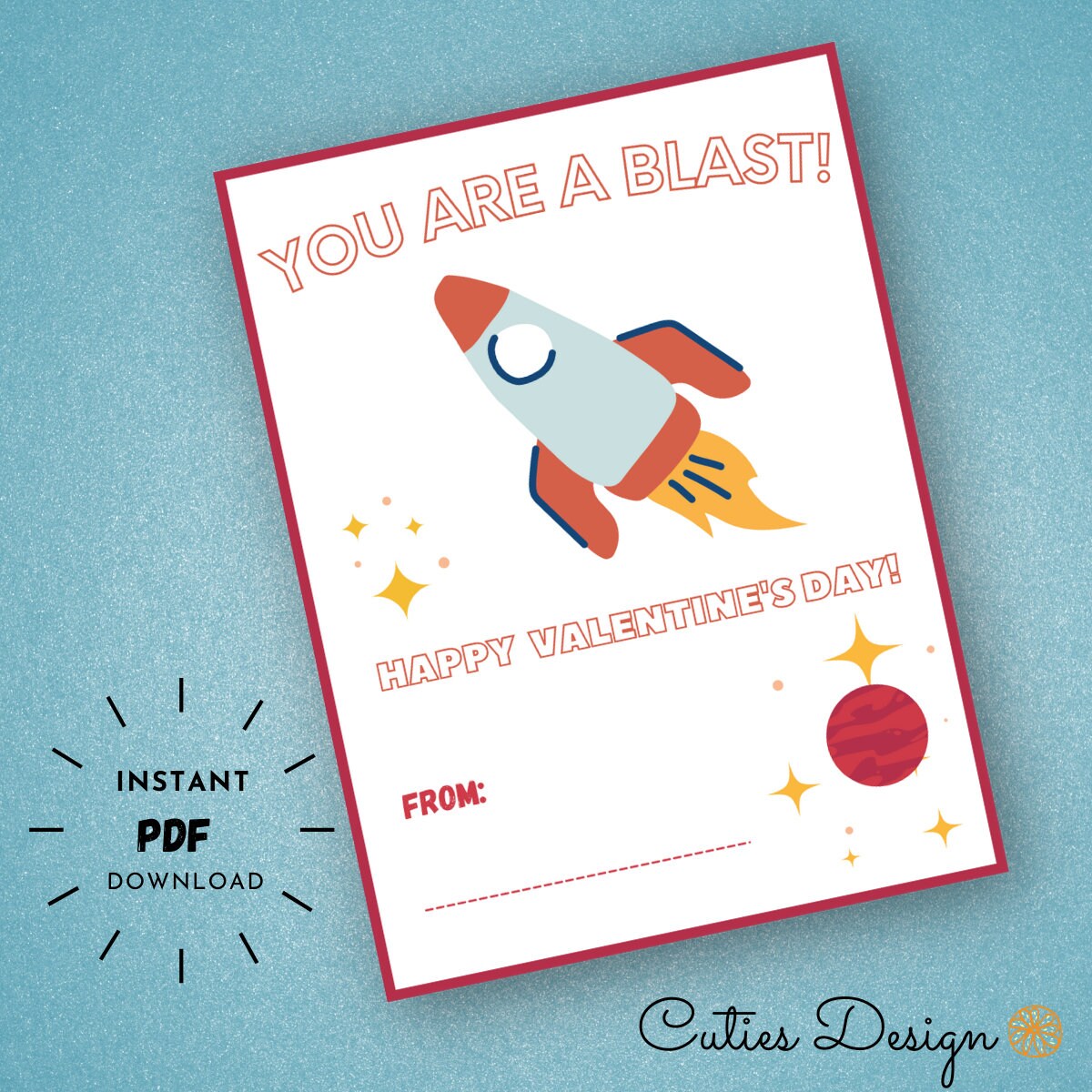 Kids Valentine Cards / Rocket Printable Valentine's Cards / Boys ...