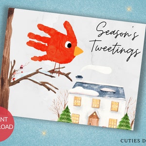 Christmas Handprint Art, Personalized Winter Cardinal Handprint Craft ...
