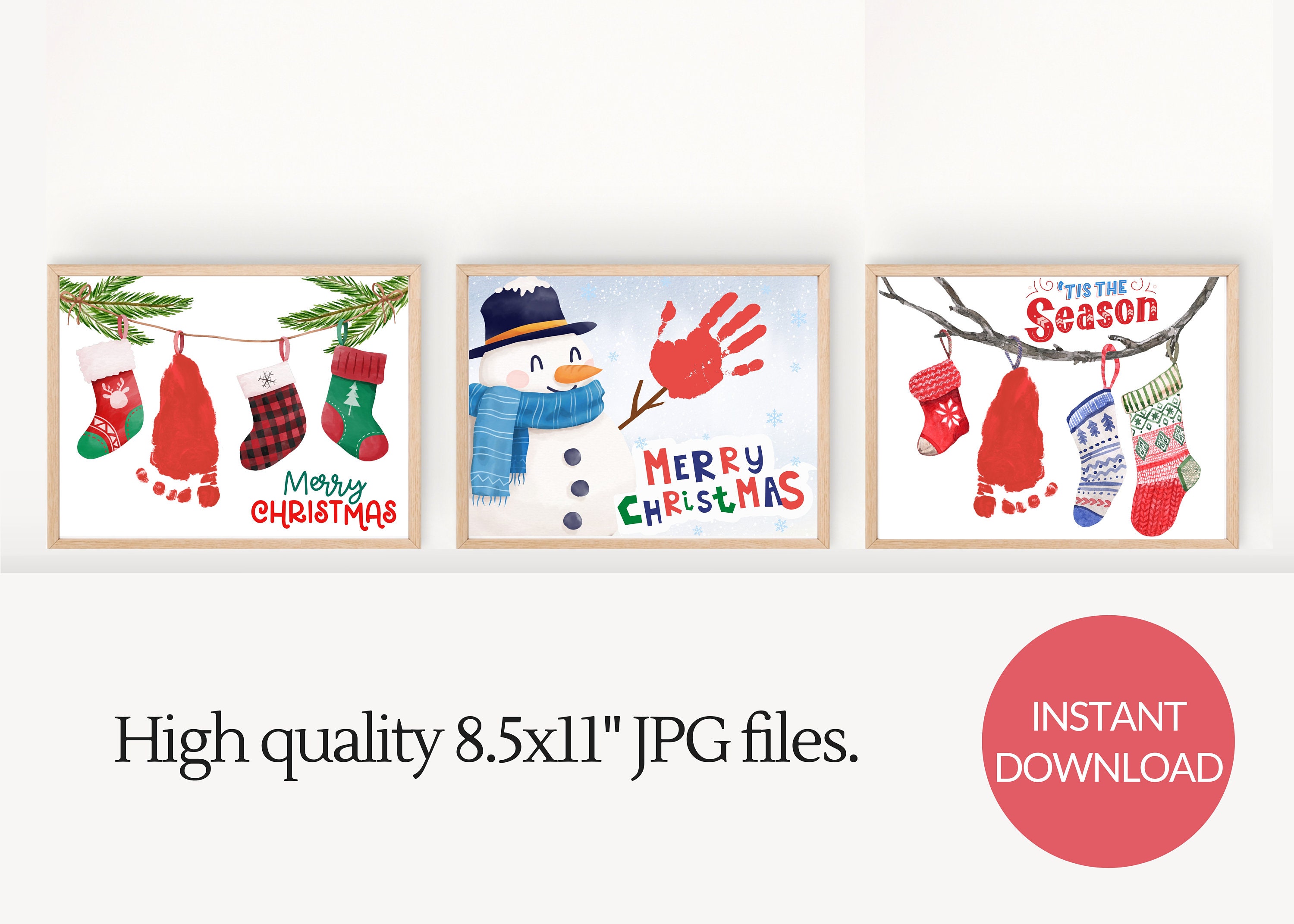 Christmas Handprint and Footprint Craft Bundle, Printable Art for Baby ...