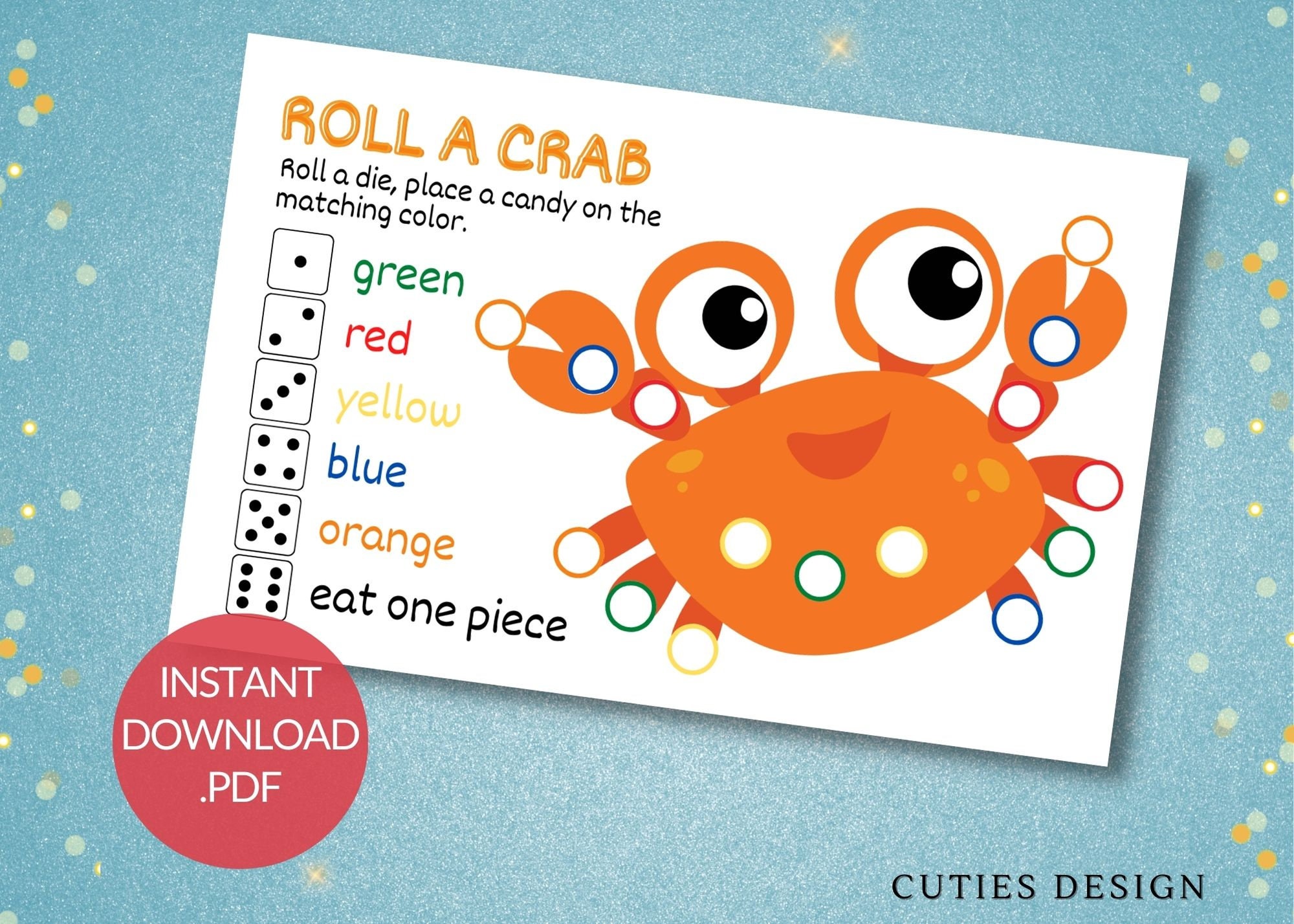 Printable Roll Dice Game, Instant Download Dice Game for Kids and ...