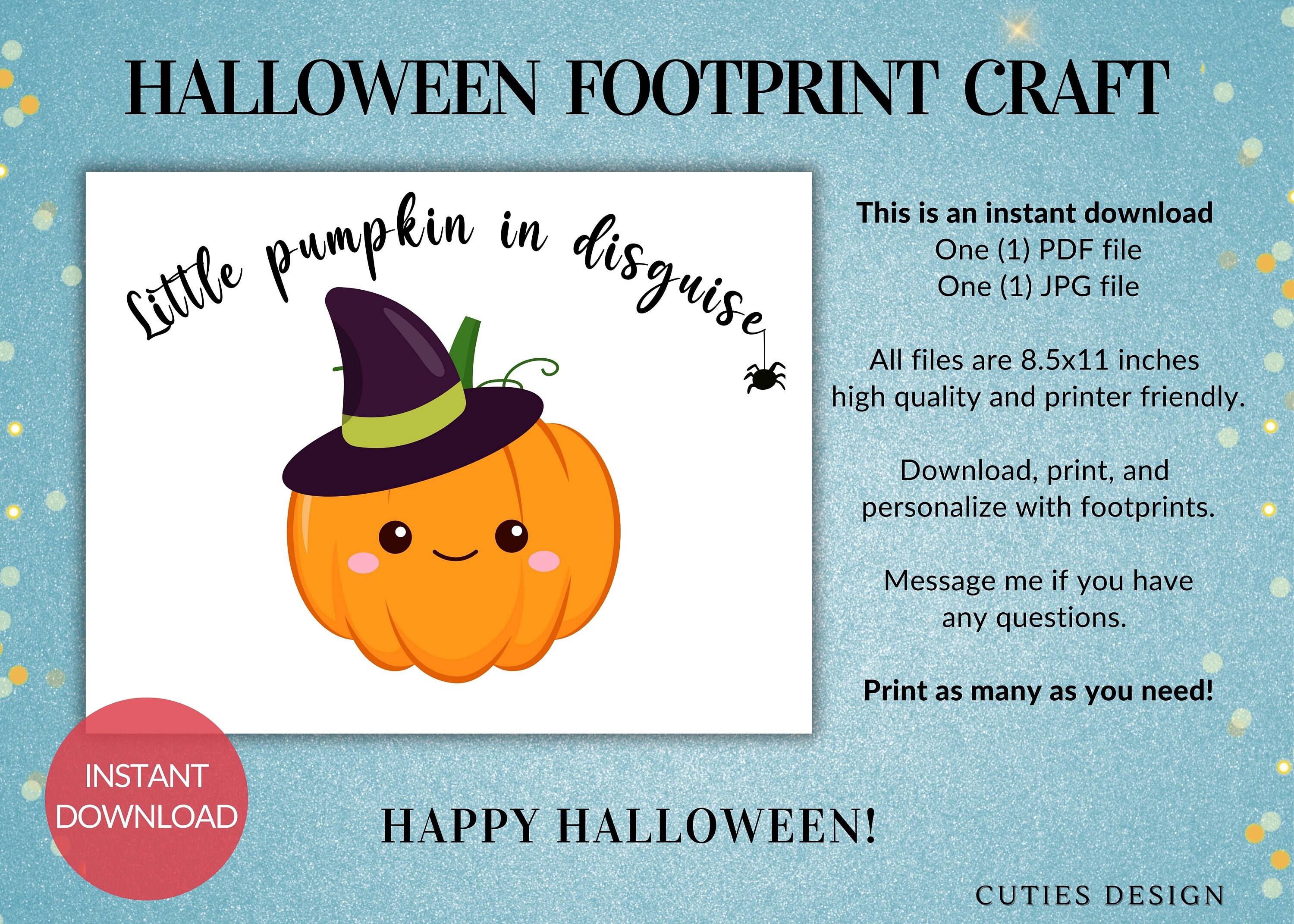 Halloween Printable Craft for Baby Footprint Memory Keepsake Art ...