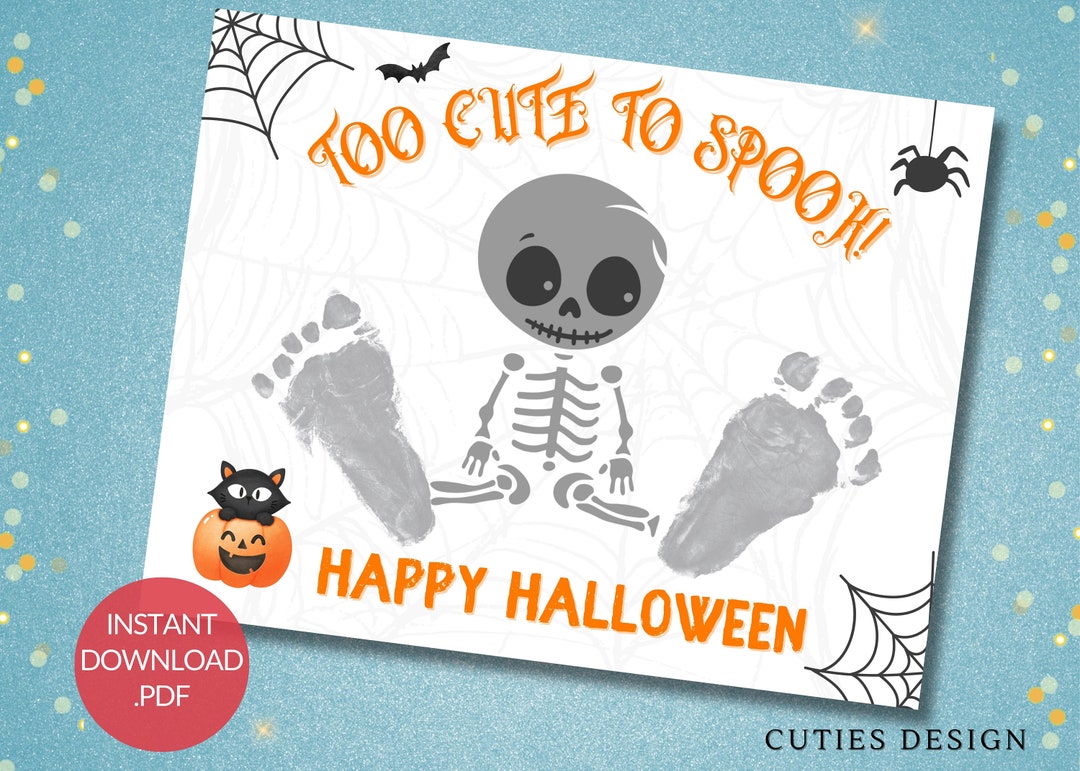 Halloween Gift Printable Craft for Baby Skeleton Footprint Memory ...