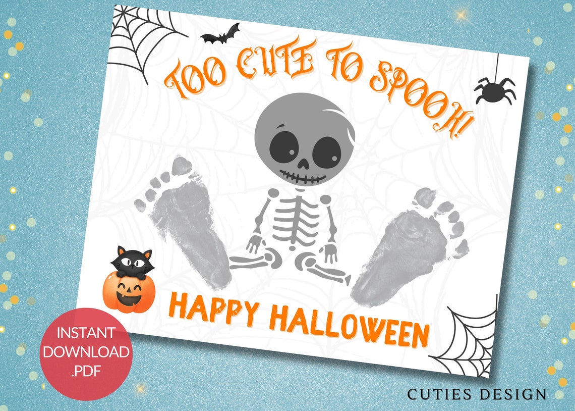 Halloween Gift Printable Craft for Baby Skeleton Footprint Memory ...