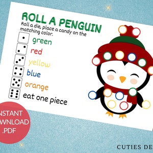 Roll a Penguin Game, Instant Download Christmas Game for Kids ...