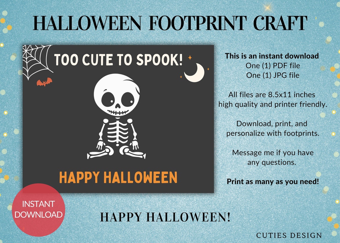 Halloween Gift Printable Craft for Baby Skeleton Footprint Memory ...