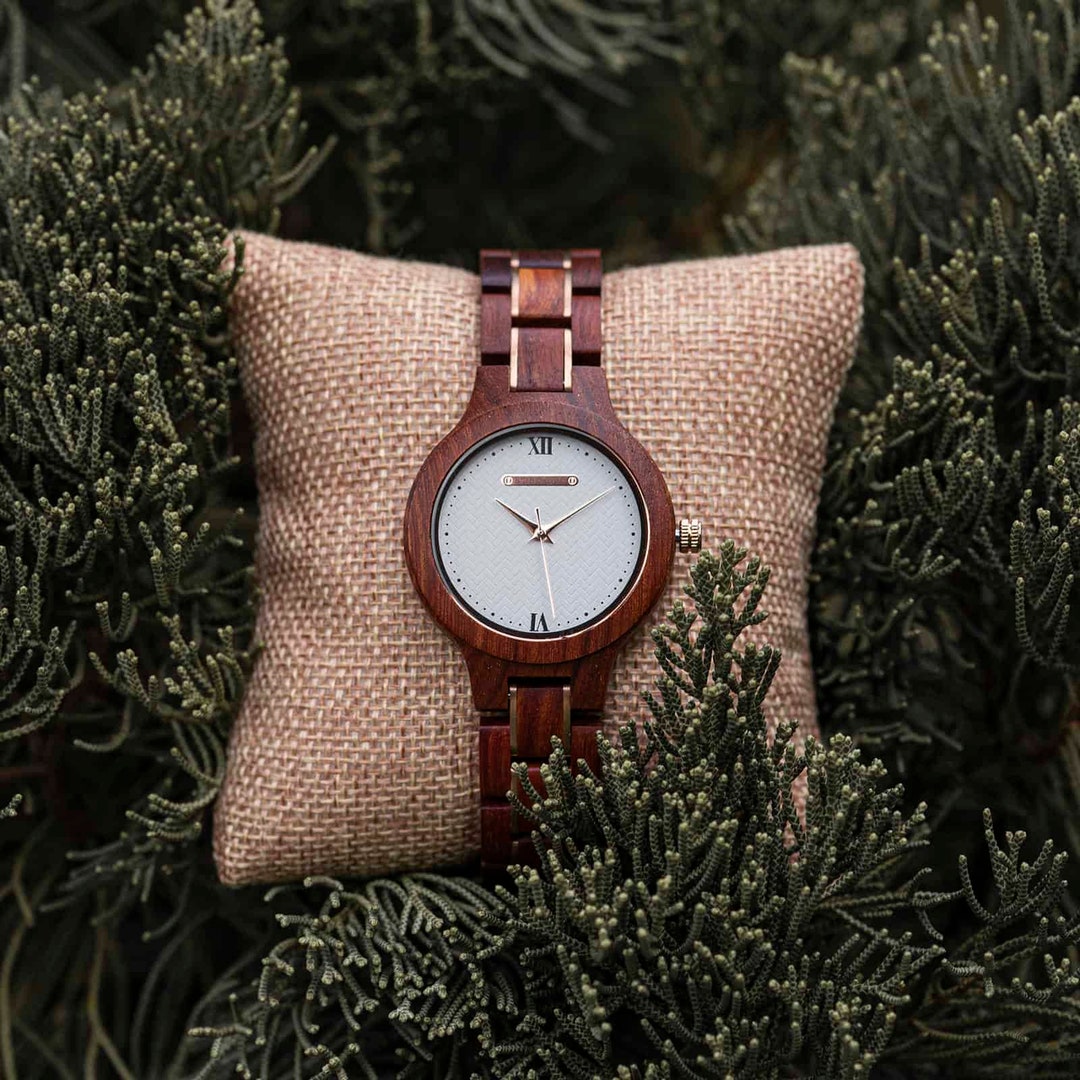 Engraved Zebrawood Watch for Women: Red Sandalwood Strap - Etsy