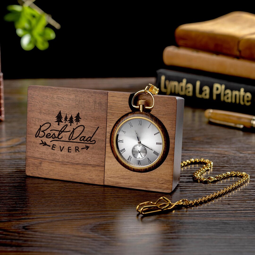 Personalized Engraved Wooden Pocket Watch for Dad - Father's Day Gift ...
