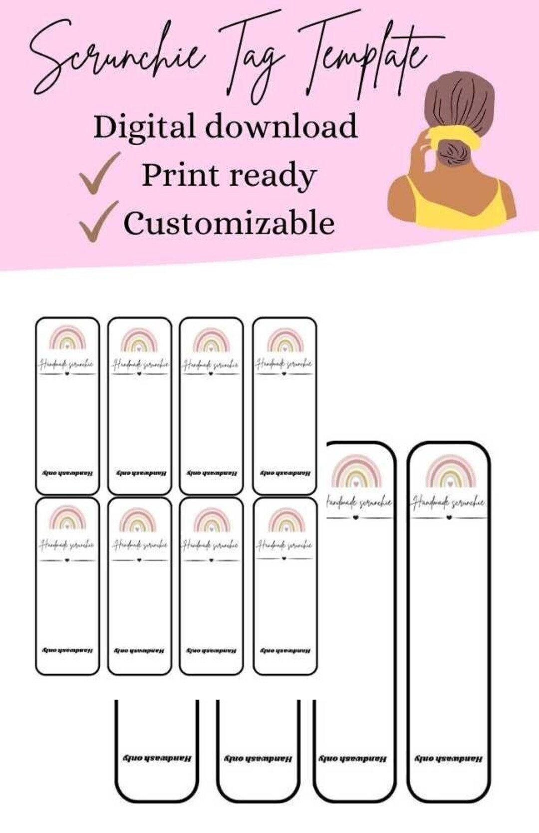Printable Scrunchie Tag Templates 2 Sizes Canva Editable - Etsy