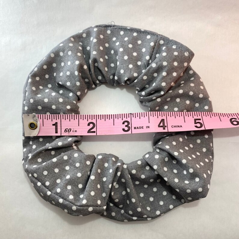 Gray and White Polka Dot Hair Scrunchies Hand Made Boho Scrunchie Hair ...