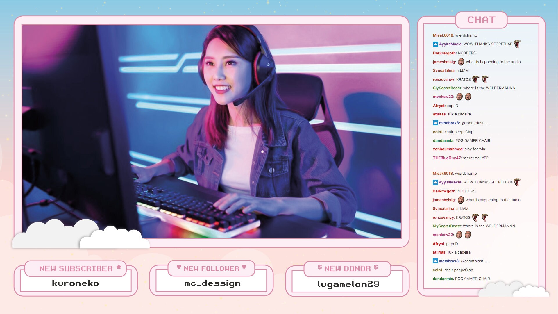 TWITCH OVERLAY, Cozy Sky. Stream Screen: Camera Frames, Chat Boxes ...