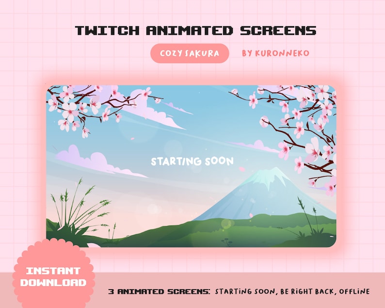TWITCH ANIMATED SCREEN, Cozy Sakura Landscape / Stream Screen ...