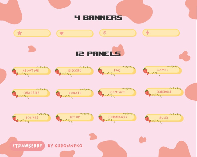 TWITCH OVERLAY/ Strawberry Stream Screen: Screens, Cam Frames, Chat ...