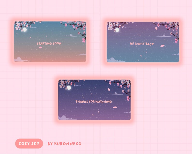 TWITCH ANIMATED SCREEN, Cozy Sky / Stream Screen : Starting Soon, Be ...