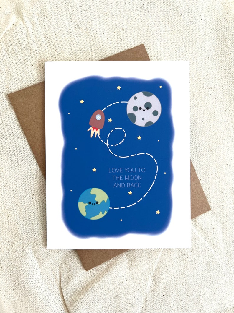 Moon and Back Card | Anniversary Card, Love Card, Love You to the Moon ...