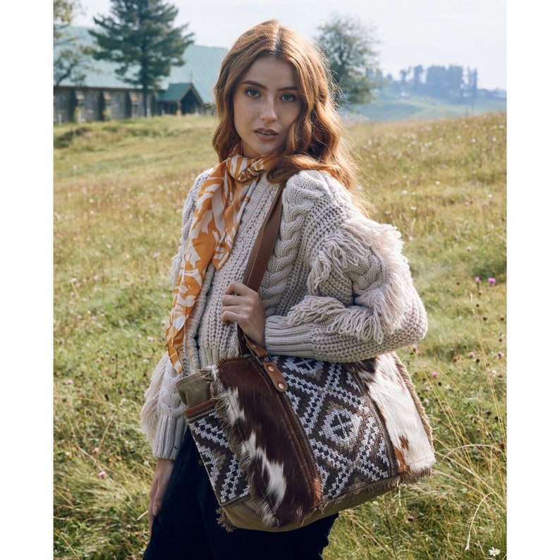 Southwest Aztec Hair on Leather Shoulder Bag-hair on Leather - Etsy