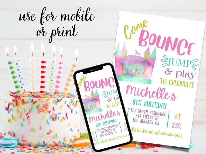 Bounce Invitation Bounce Birthday Bounce House Party Bounce Template ...