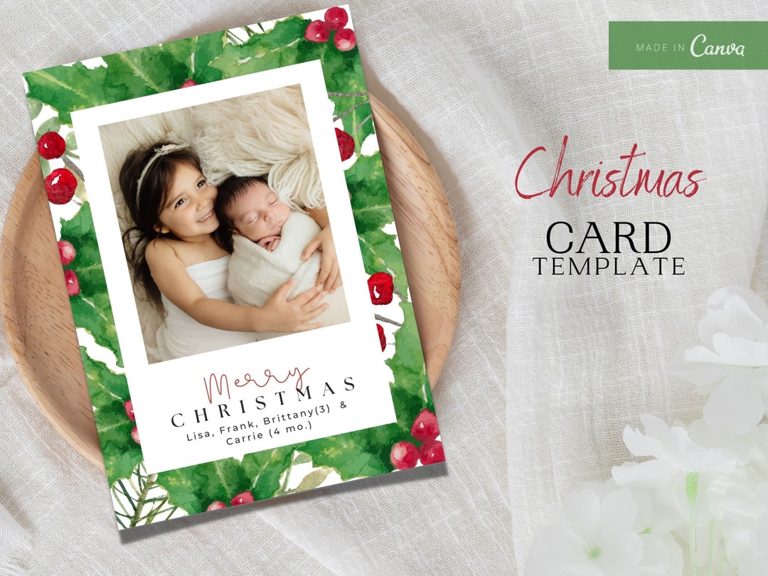 Christmas Card Template Holiday Card Photo Card Family Christmas Card ...