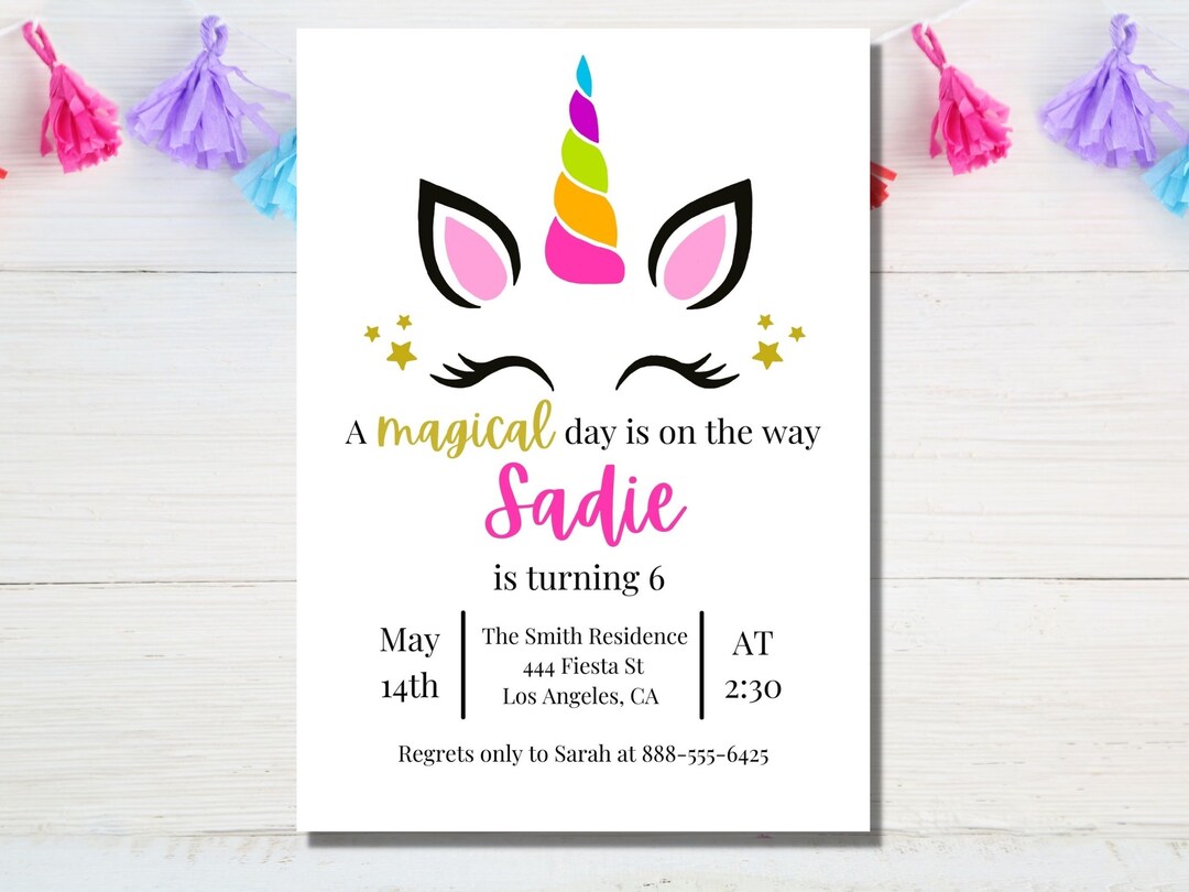 Unicorn Invitation Unicorn Invite Unicorn Birthday Unicorn Party ...