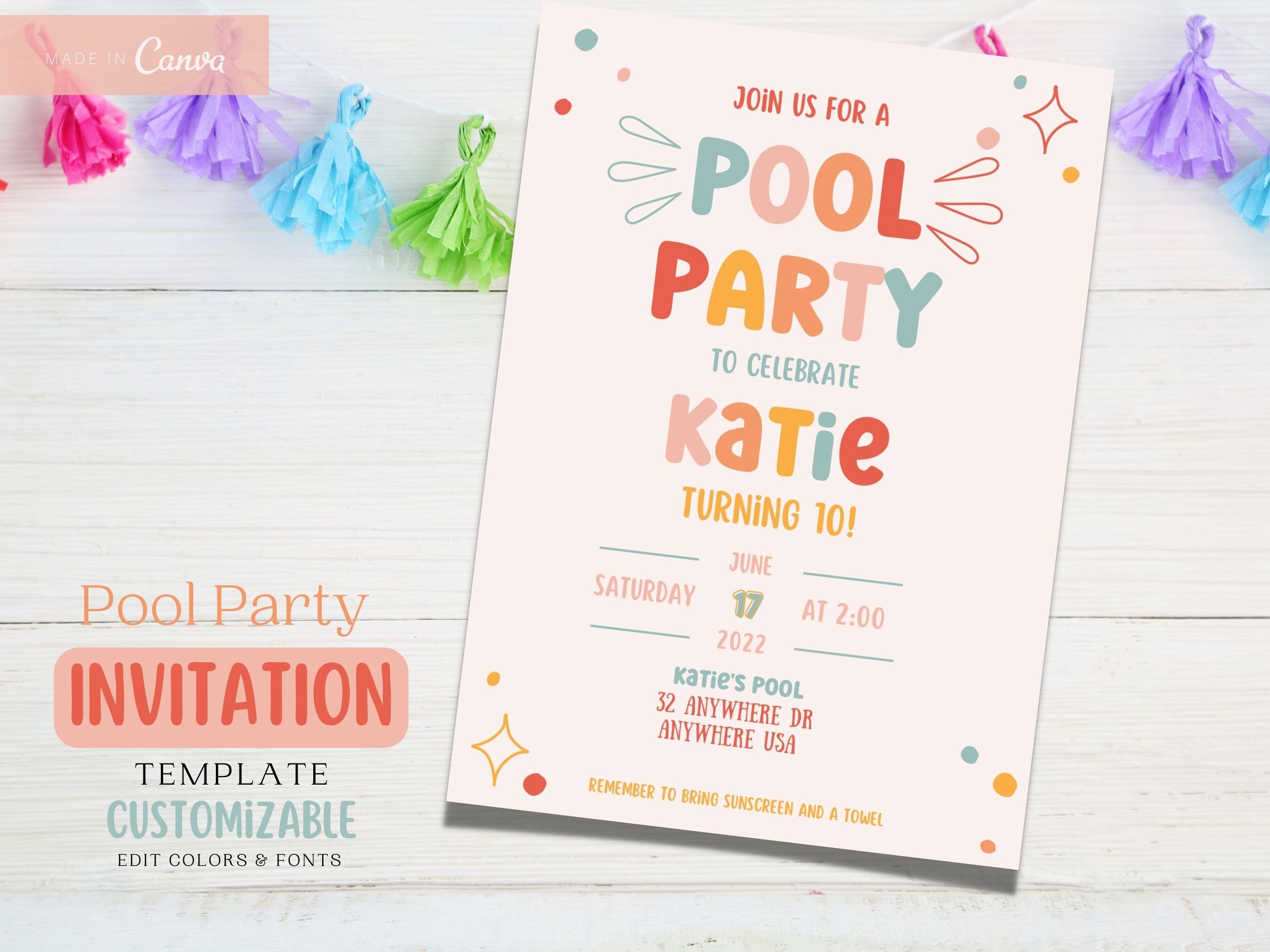 Pool Party Invitation Pool Party Summer Birthday Pool Party Bash ...