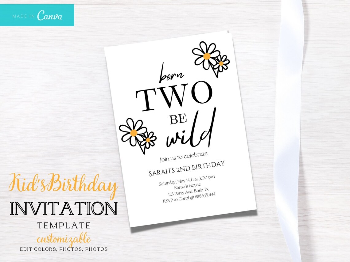 Two Wild Party Invitation Two Wild Birthday Born Two Be Wild Born 2 Be ...