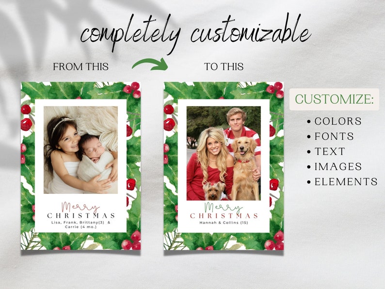 Christmas Card Template Holiday Card Photo Card Family Christmas Card ...