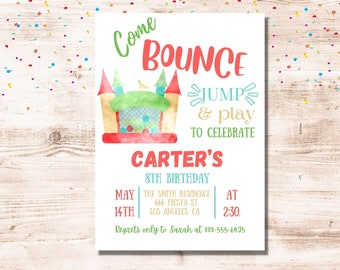 Bounce Invitation Bounce Birthday Bounce House Party Bounce Template ...