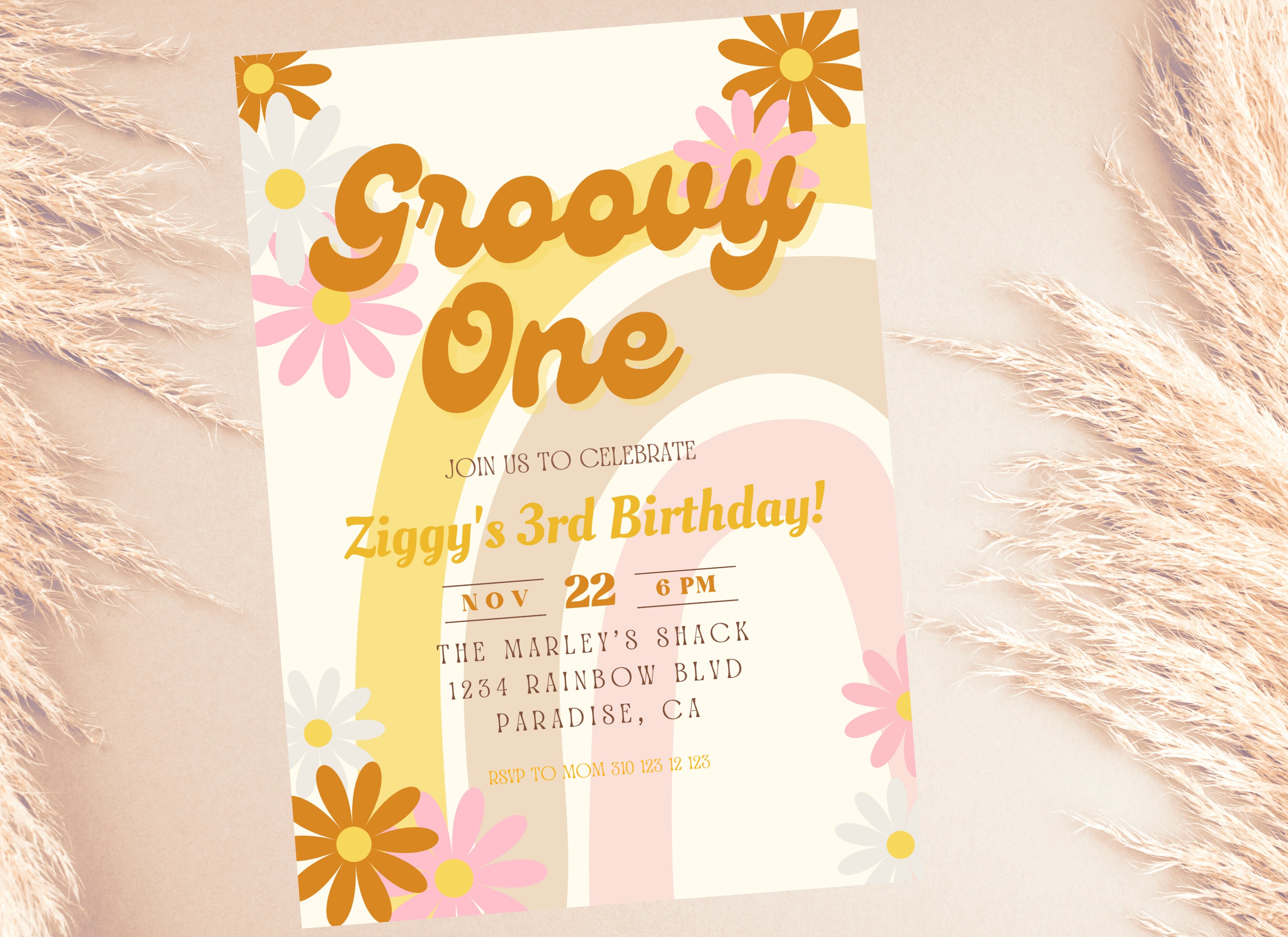One Groovy Babe Groovy One Birthday Party Invitation Groovy - Etsy